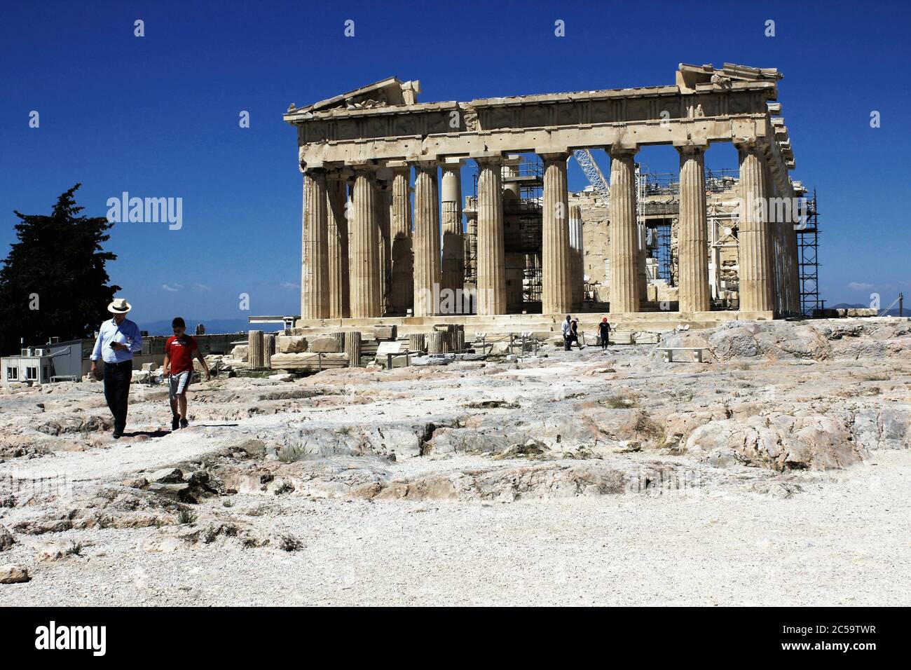 Greece, Athens, June 18 2020 - View of the archaeological site of the Acropolis empty of ...