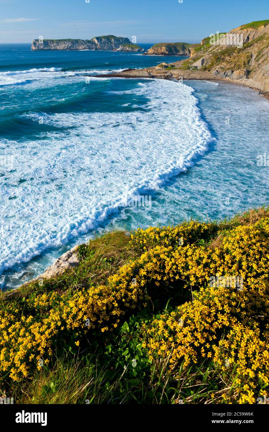 Los Caballos beach, Miengo, Cantabria, Bay of Byscay, Spain, Europe ...