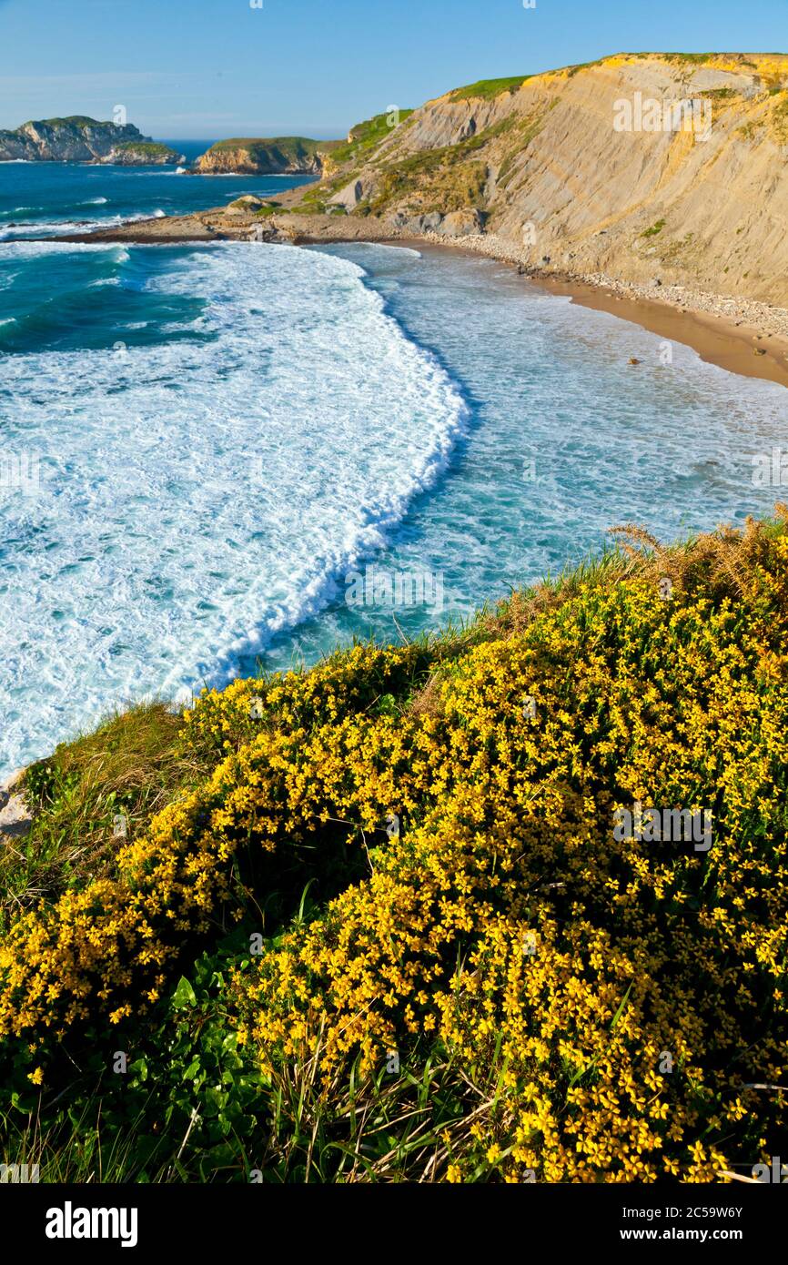 Los Caballos beach, Miengo, Cantabria, Bay of Byscay, Spain, Europe ...