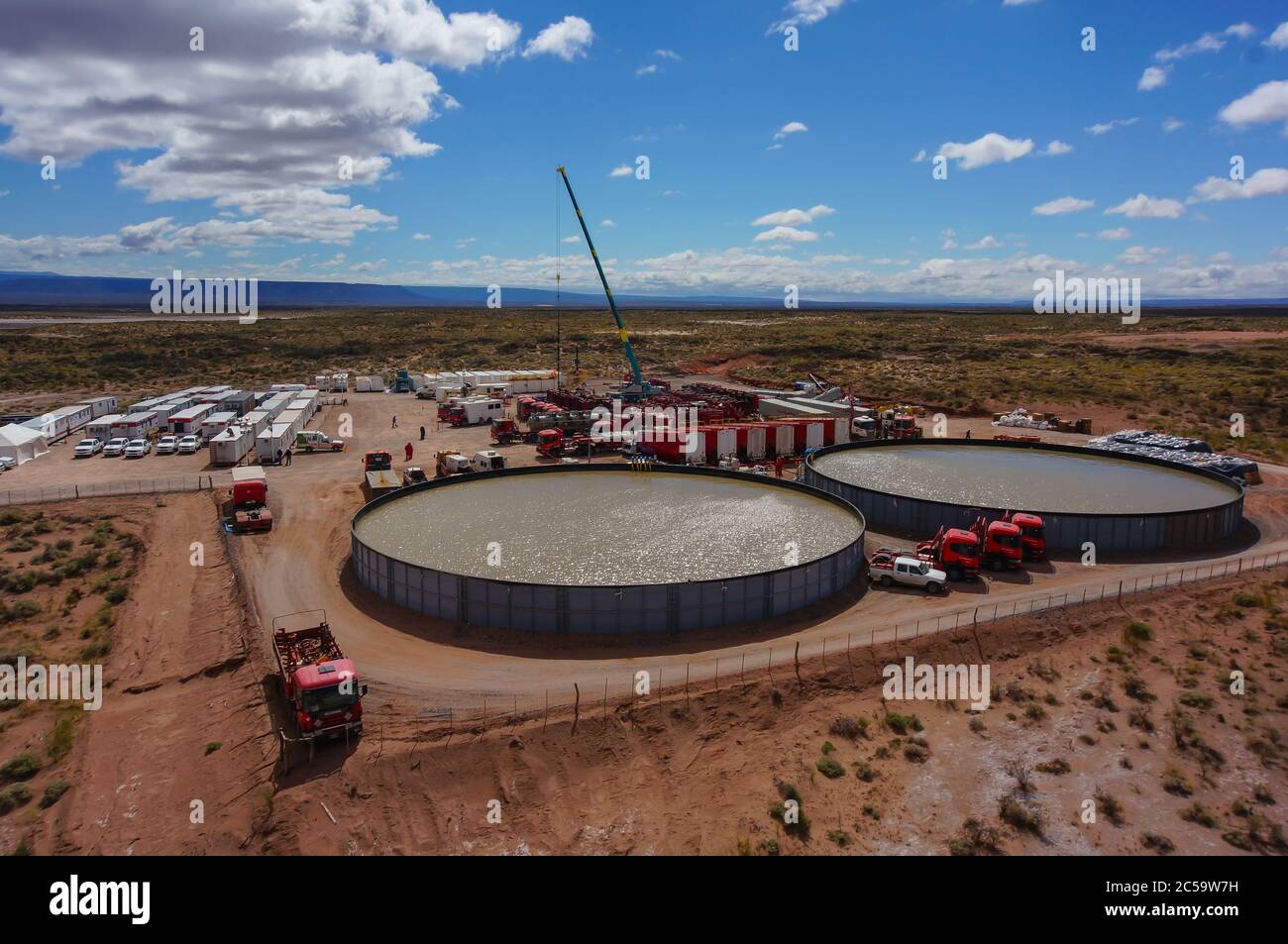 NEUQUEN, ARGENTINA - Dec 25, 2014: Extraction of unconventional oil ...