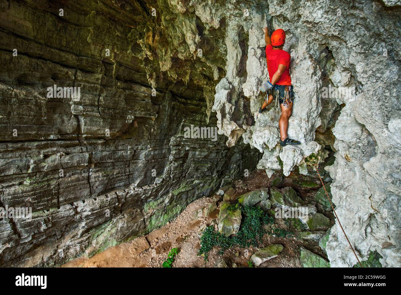 Cave rock climbing helmet hi-res stock photography and images - Alamy