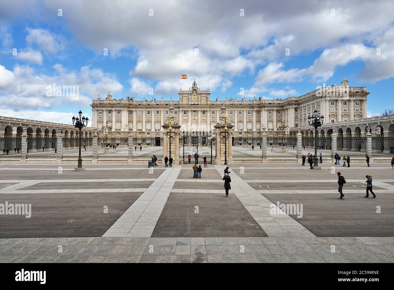 MADRID, SPAIN - MAR 3, 2014: Front view of Royal Palace in Madrid ...