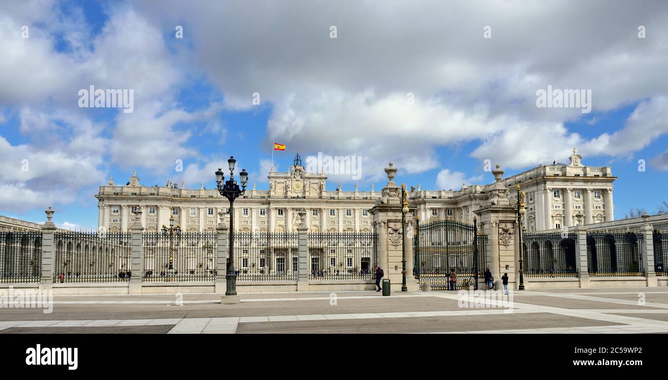 MADRID, SPAIN - MAR 3, 2014: Front view of Royal Palace in Madrid ...