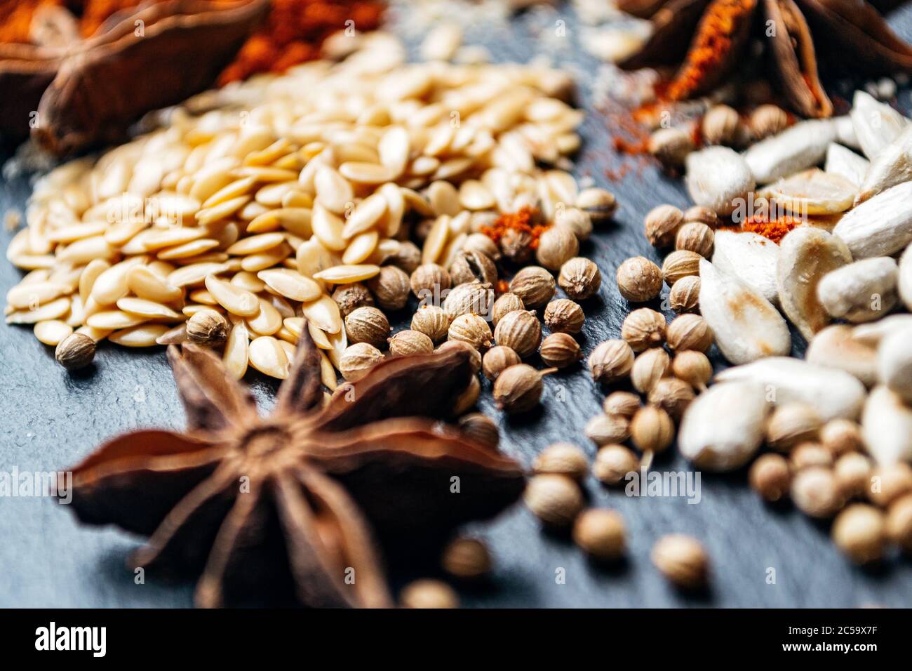 Set of different spices close-up Stock Photo - Alamy