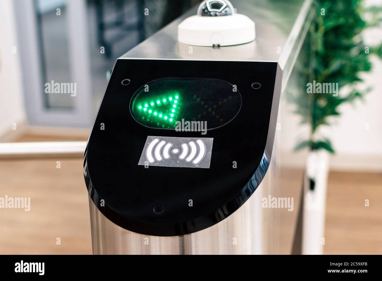 Wireless electronic turnstile with camera, passage allowed Stock Photo ...