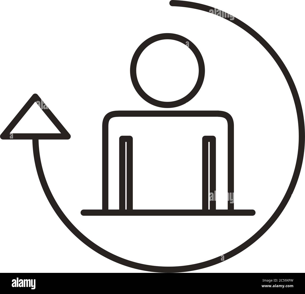 businessman figure with arrow around line style icon vector ...