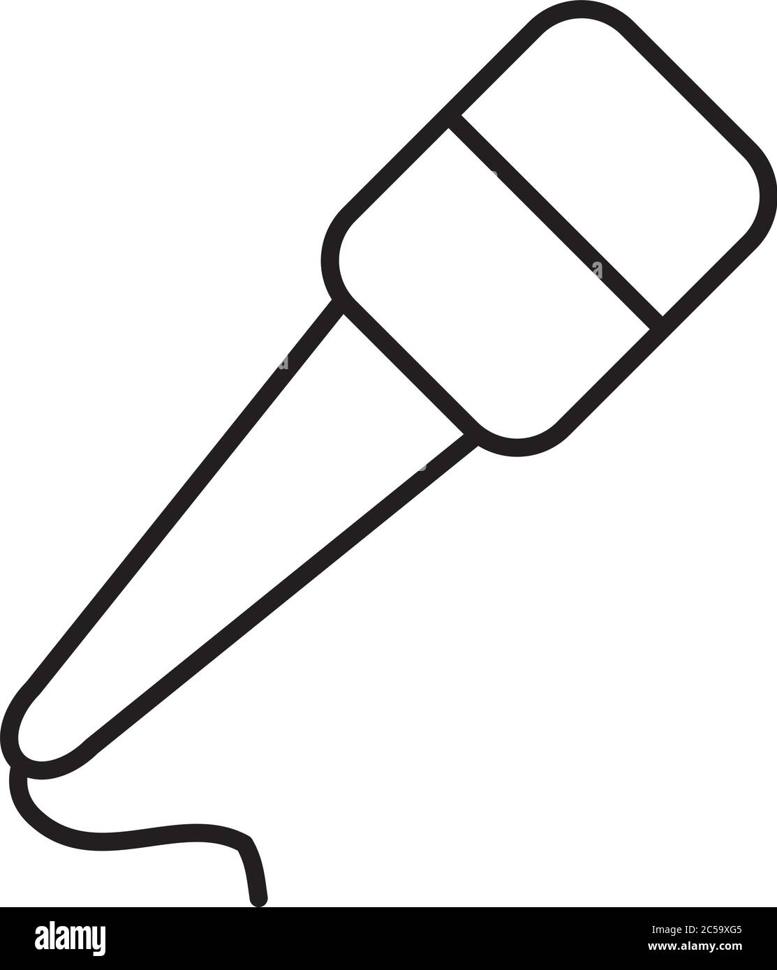 microphone with cord icon over white background, line style, vector ...
