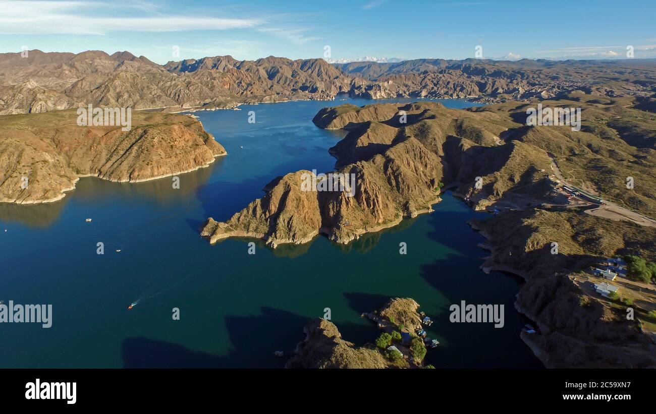 Aerial shot of a beautiful lake among mountains Stock Photo - Alamy
