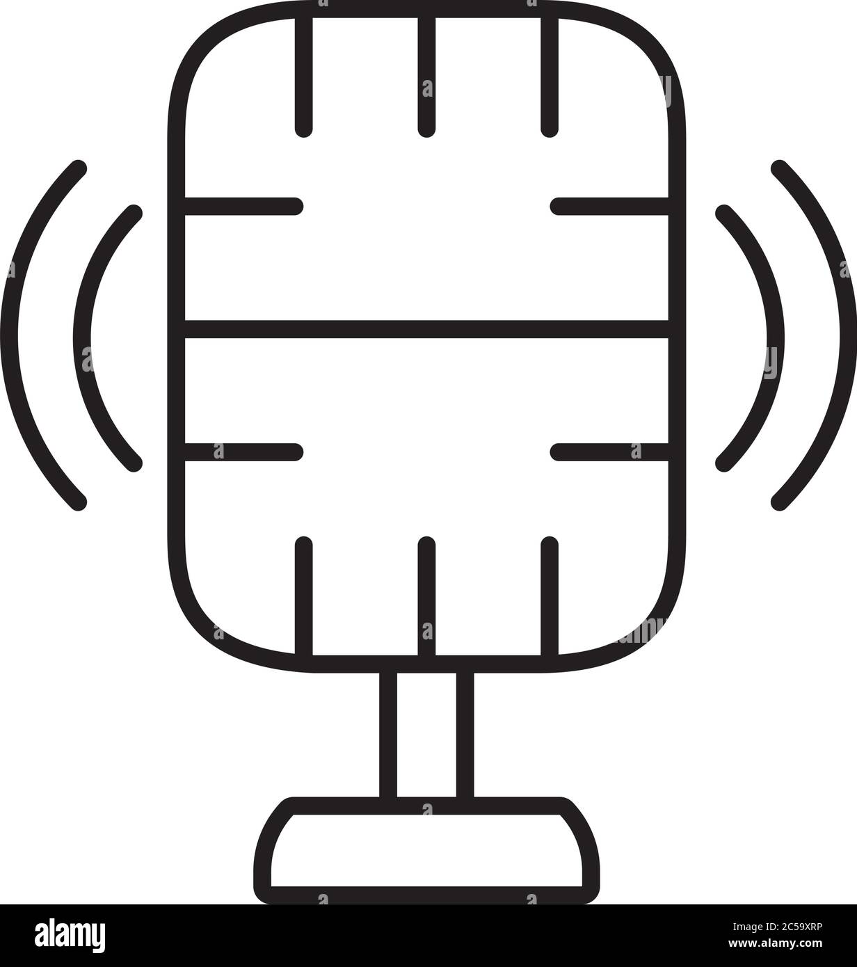 recording microphone icon over white background, line style, vector ...