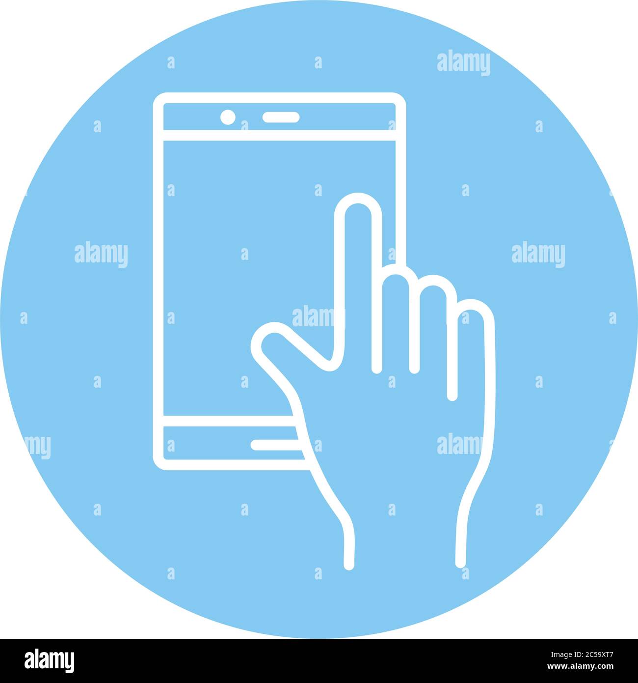 hand using tablet device block style icon vector illustration design ...
