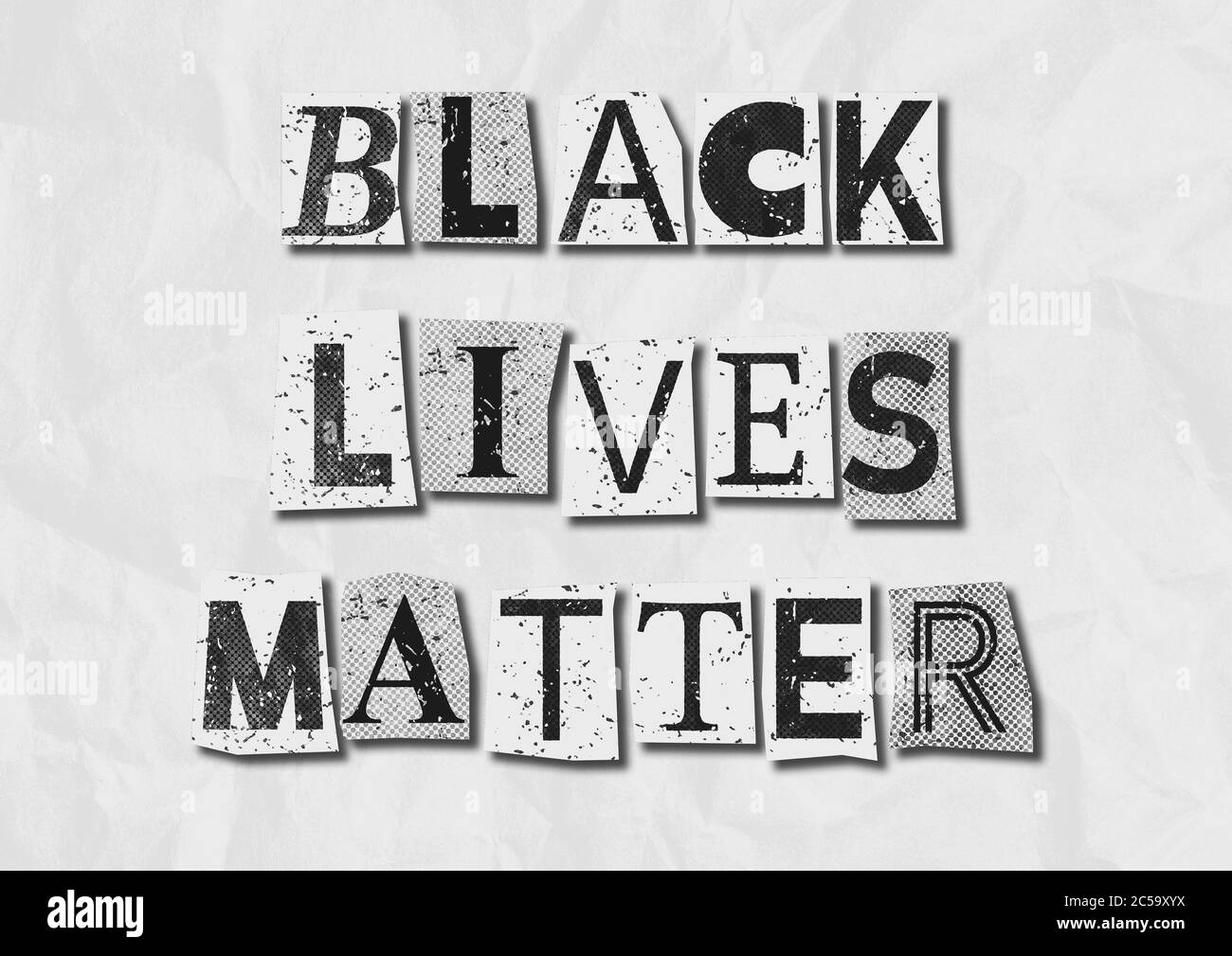 A black and white colored Black Lives Matter BLM background grunge ...