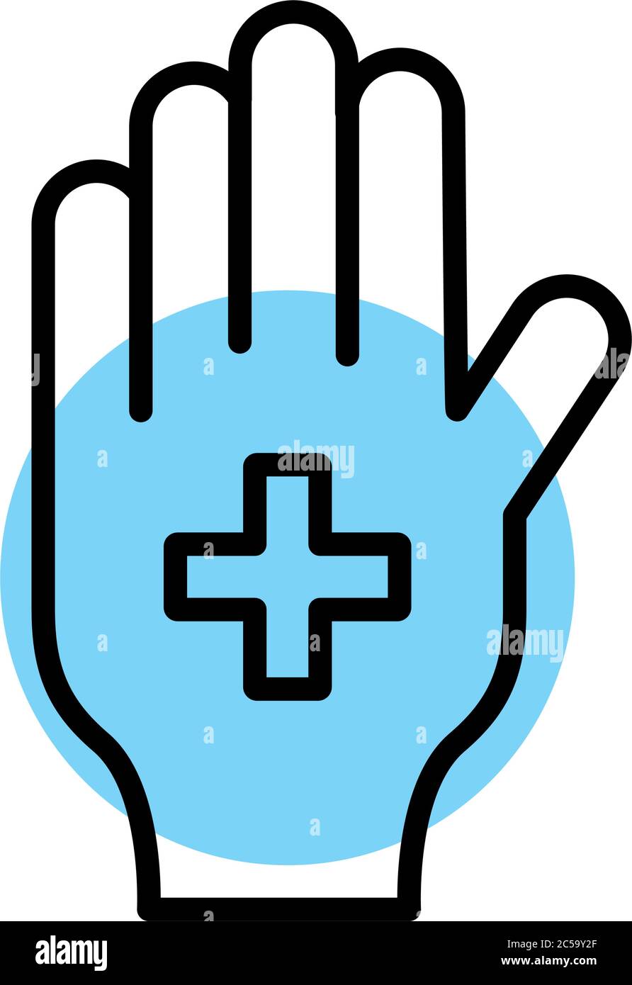 medical cross symbol in hand line style vector illustration design ...
