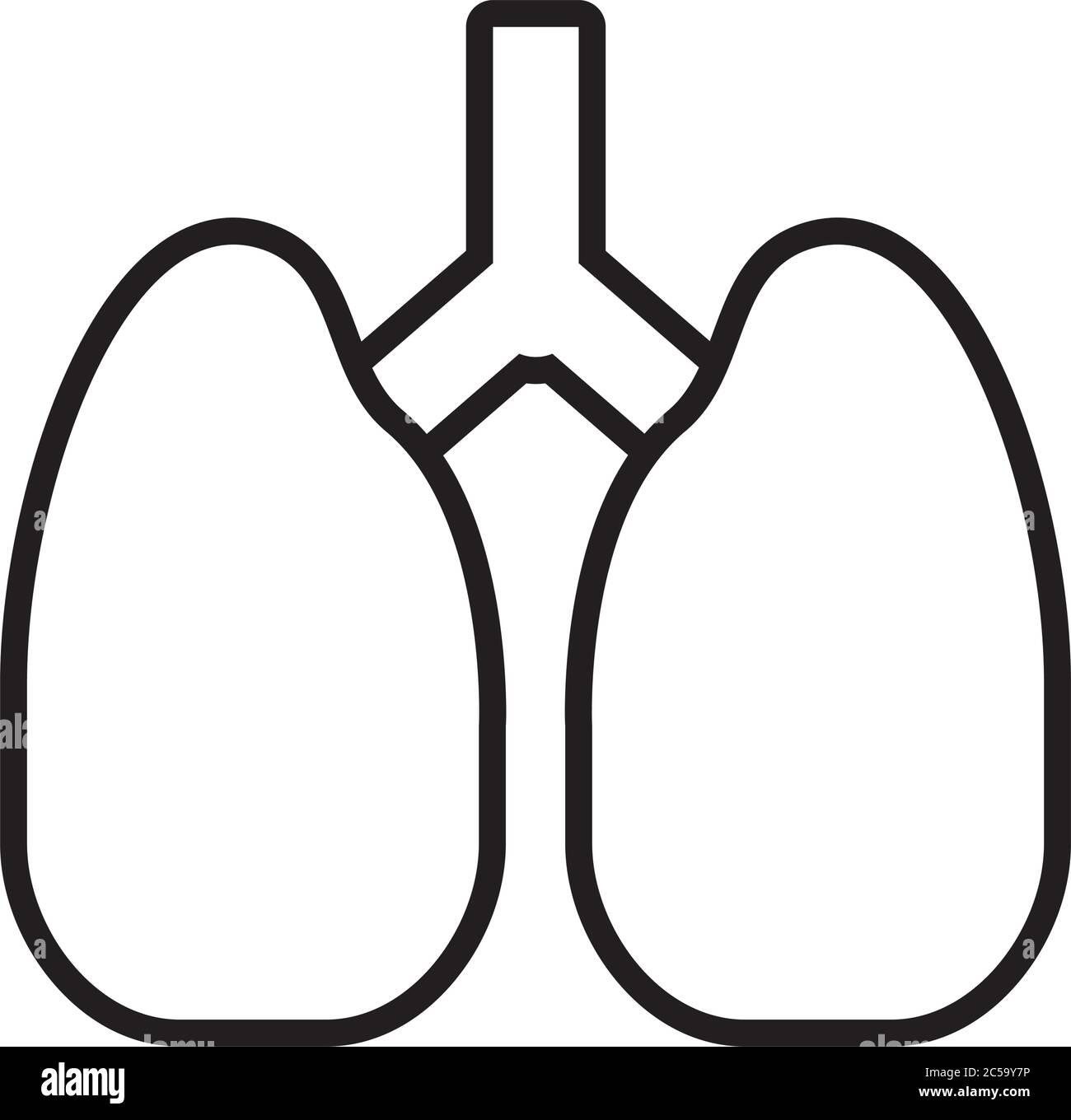 Lungs Organ Icon Over White Background Line Style Vector Illustration