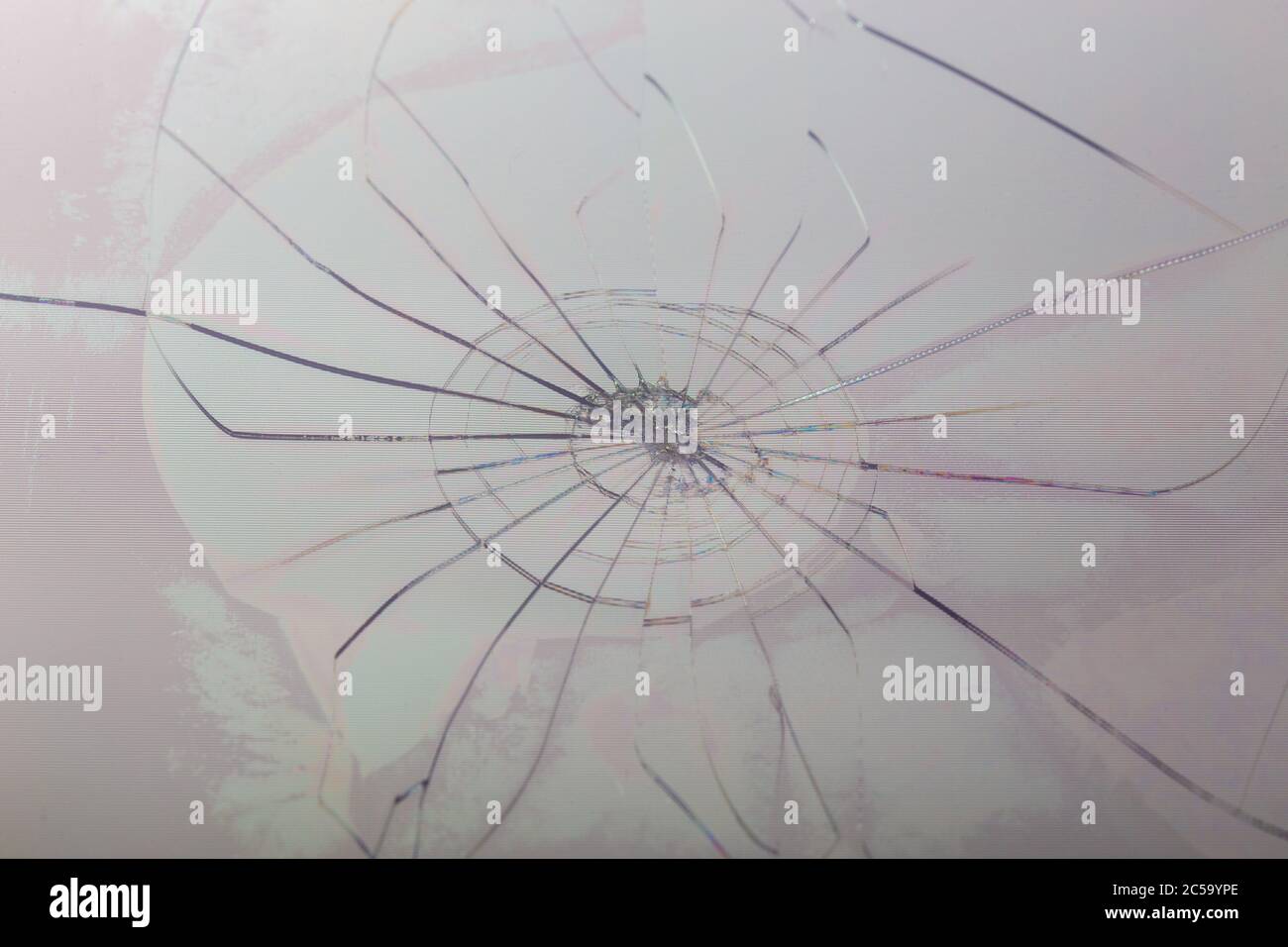 close-up view of slanted broken lcd screen with visible pixel grid and ...