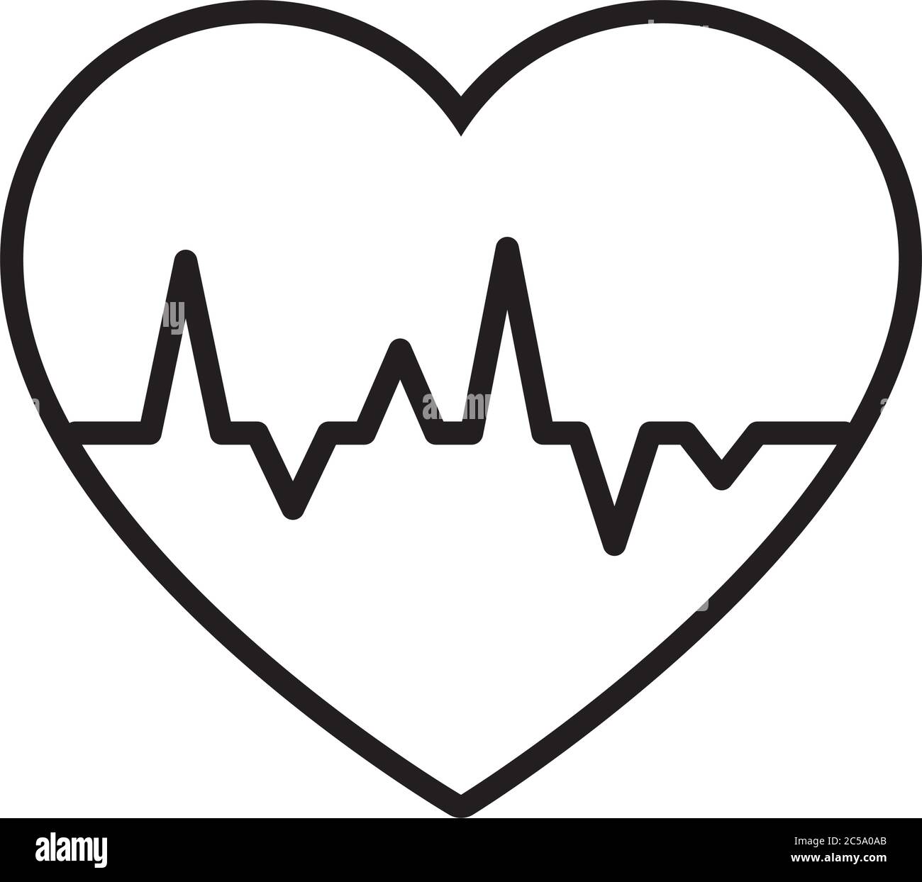 cardio heart icon over white background, line style, vector ...