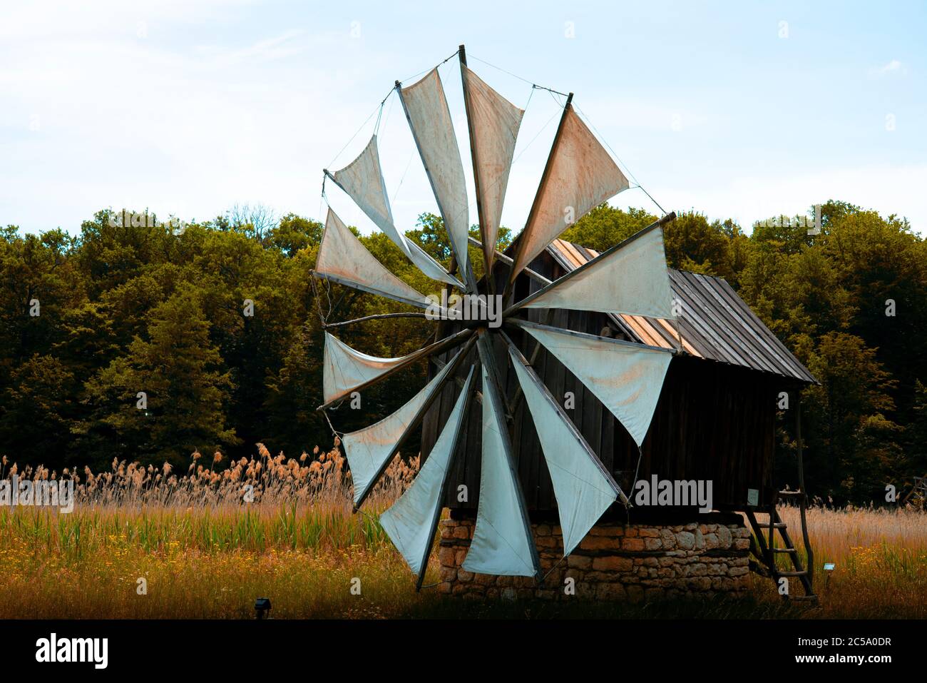 we admire the traditional windmills built of wood Stock Photo - Alamy