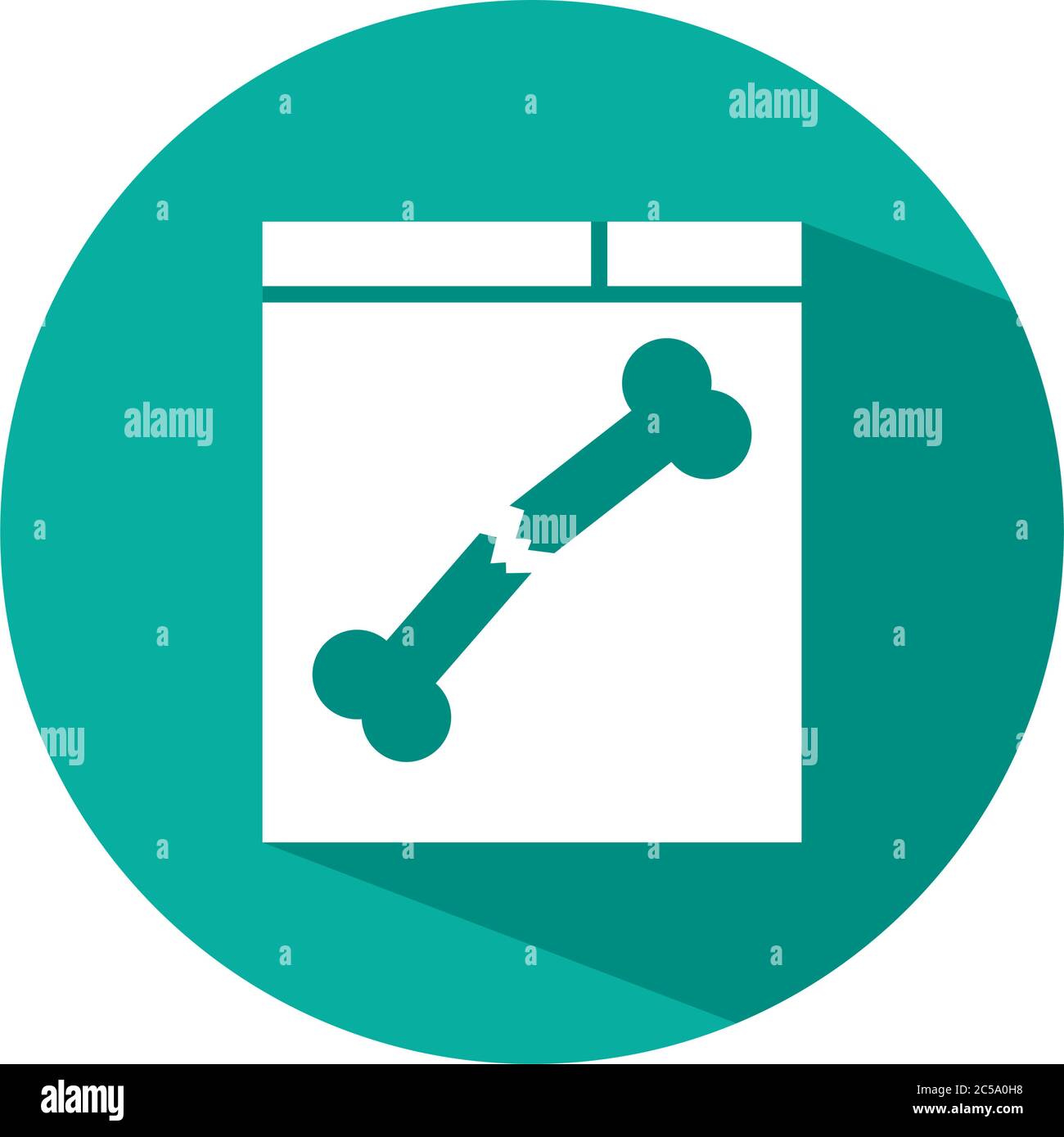 broekn leg xray icon over white background, block style, vector ...