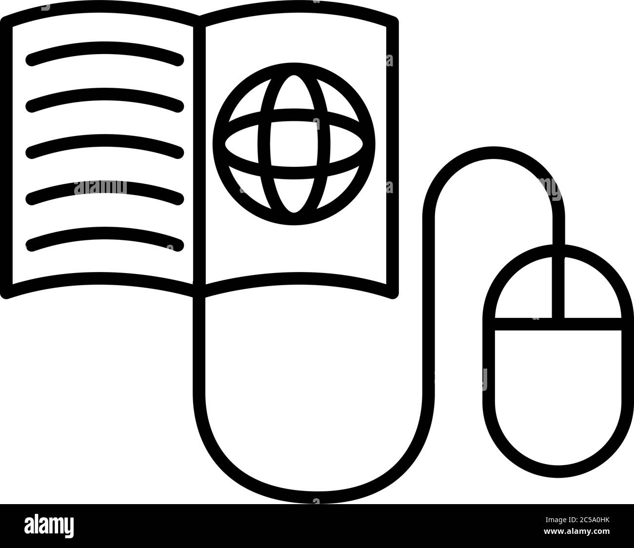 sphere browser in book with mouse line style icon vector illustration ...