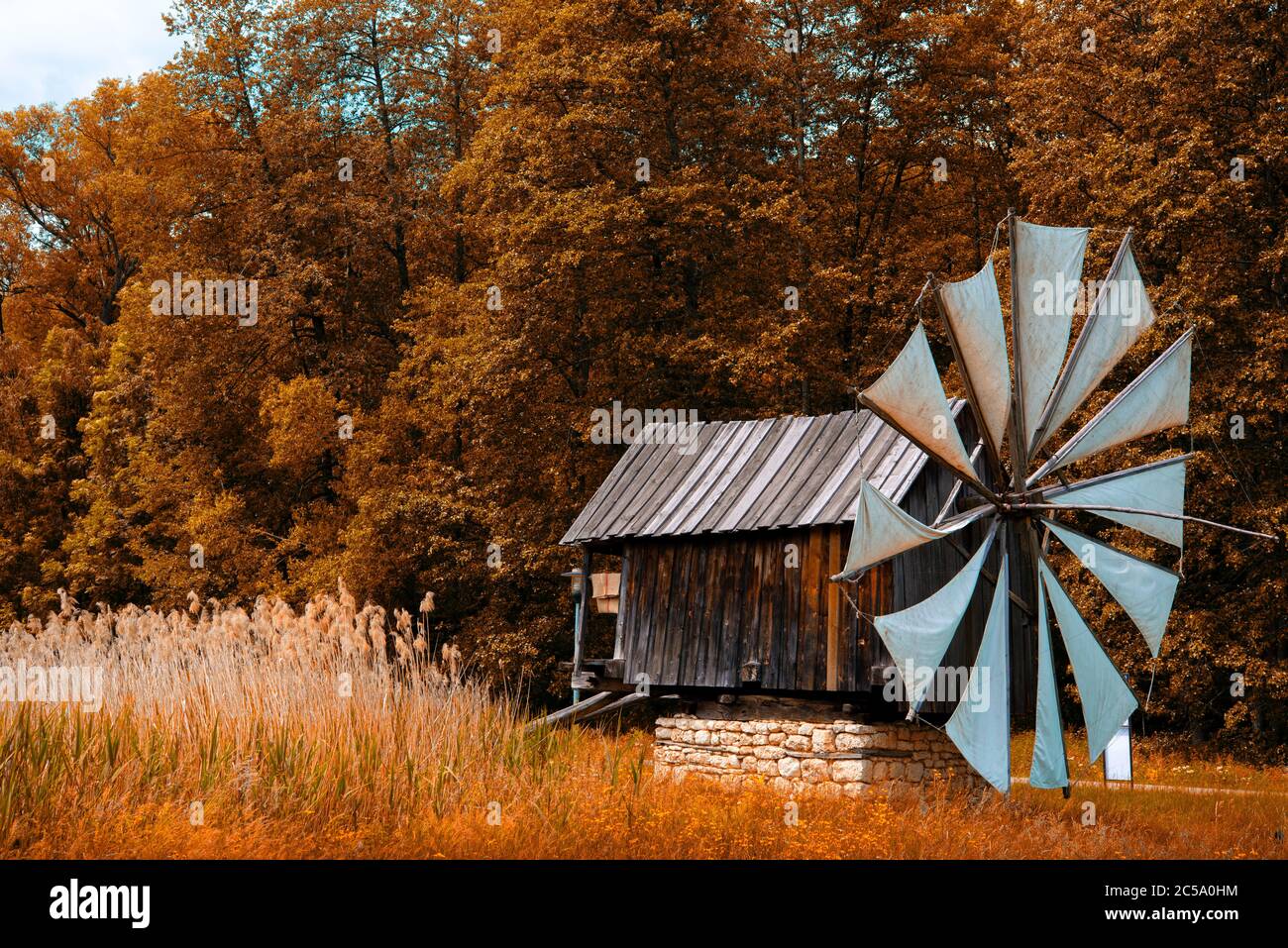 we admire the traditional windmills built of wood Stock Photo - Alamy