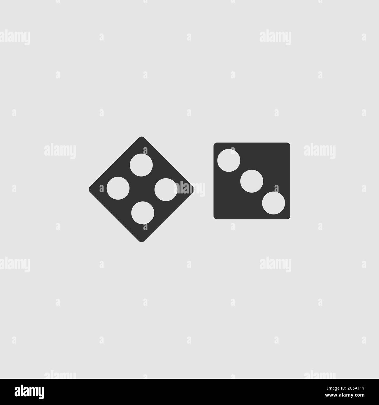 Dice icon flat. Black pictogram on grey background. Vector illustration ...