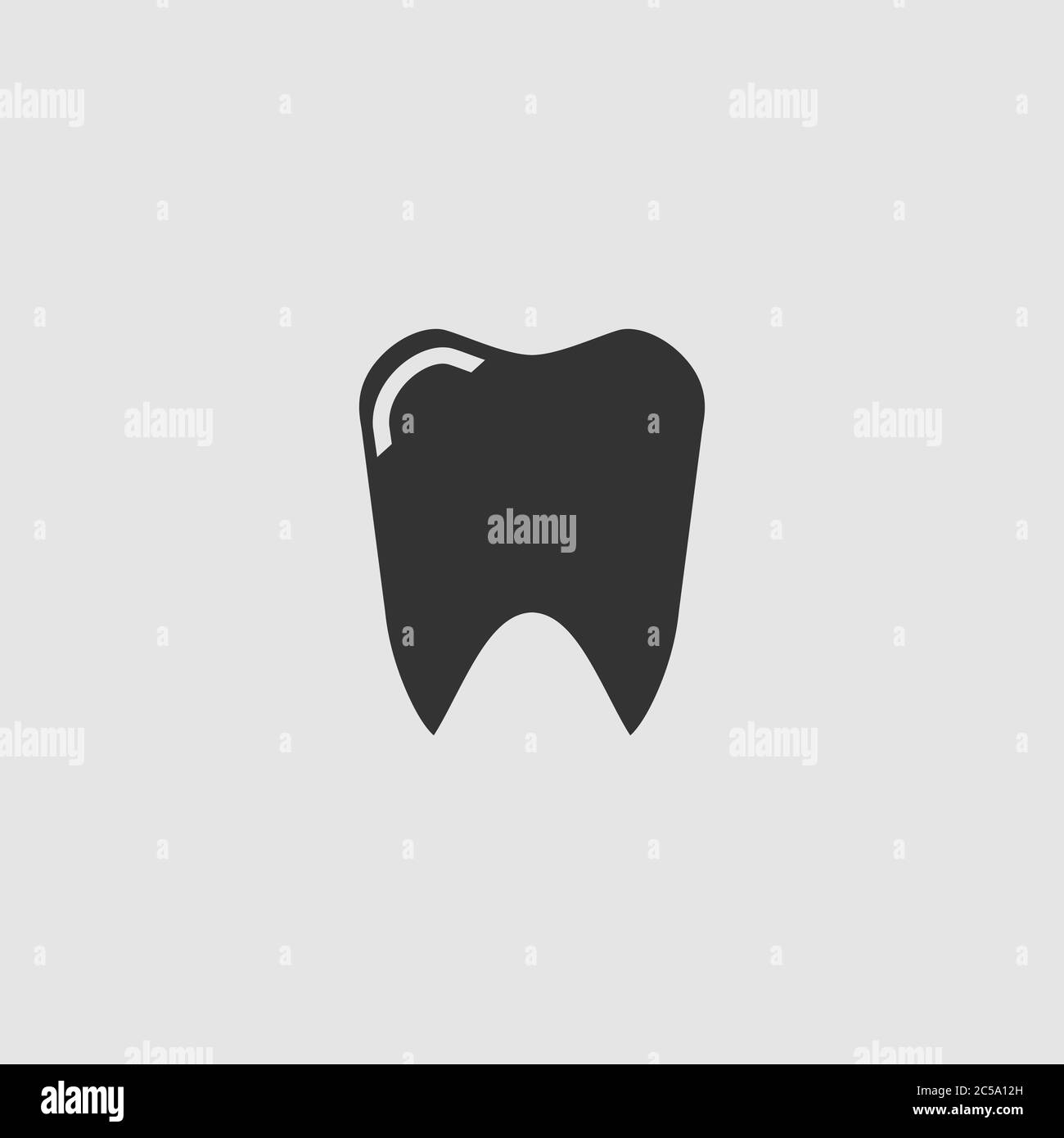 Teeth icon flat. Black pictogram on grey background. Vector ...