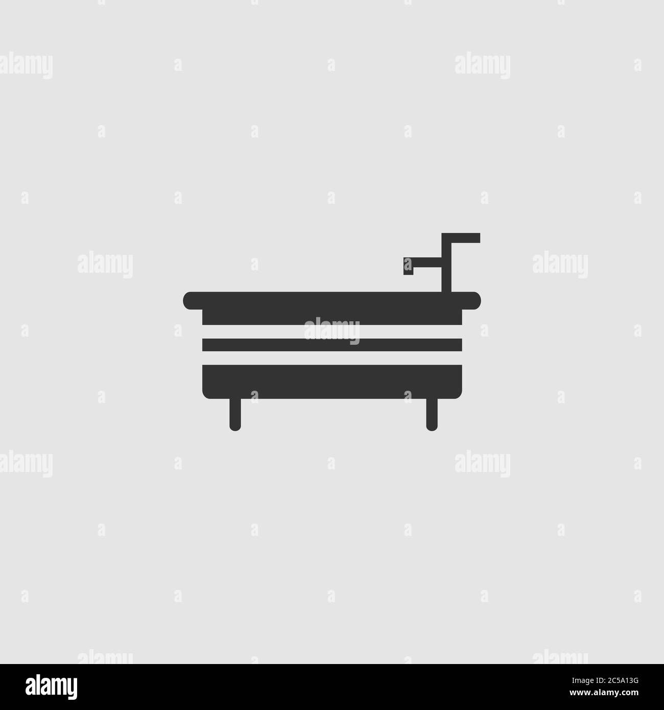 Bath icon flat. Black pictogram on grey background. Vector illustration ...