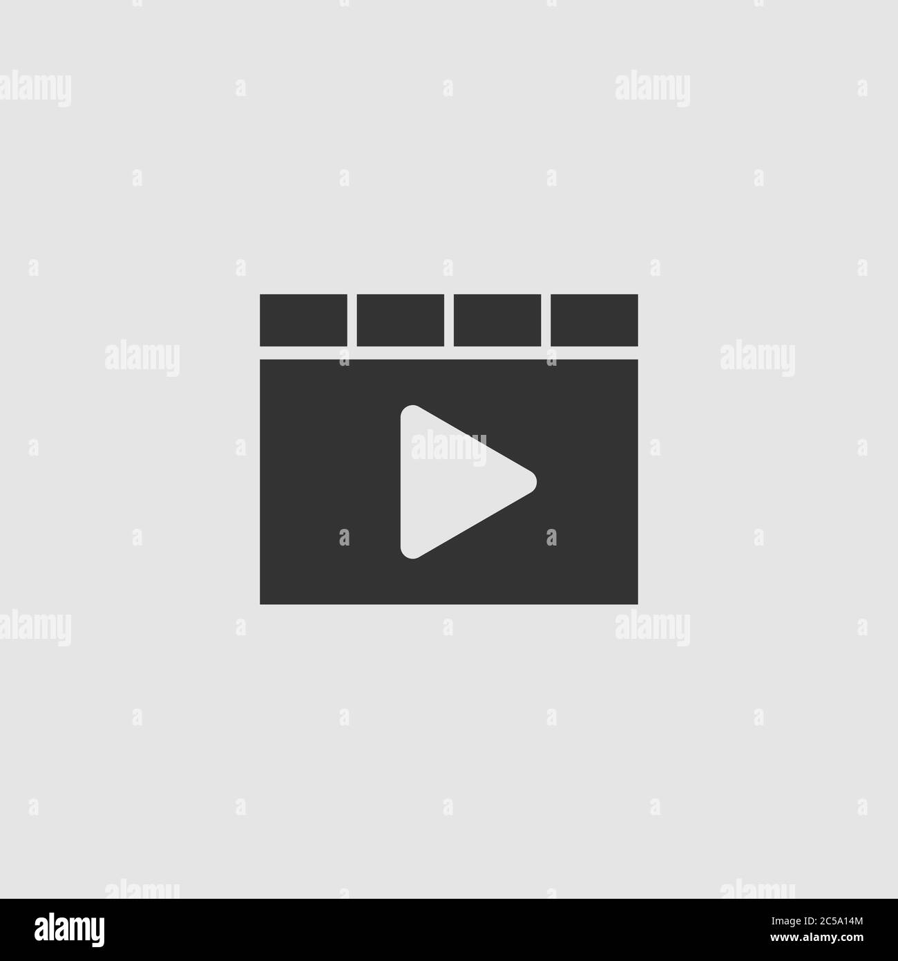 Browser video player icon flat. Black pictogram on grey background ...