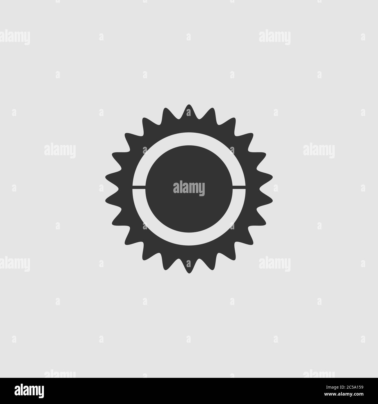 Bike chainring, chainwheel icon flat. Black pictogram on grey ...