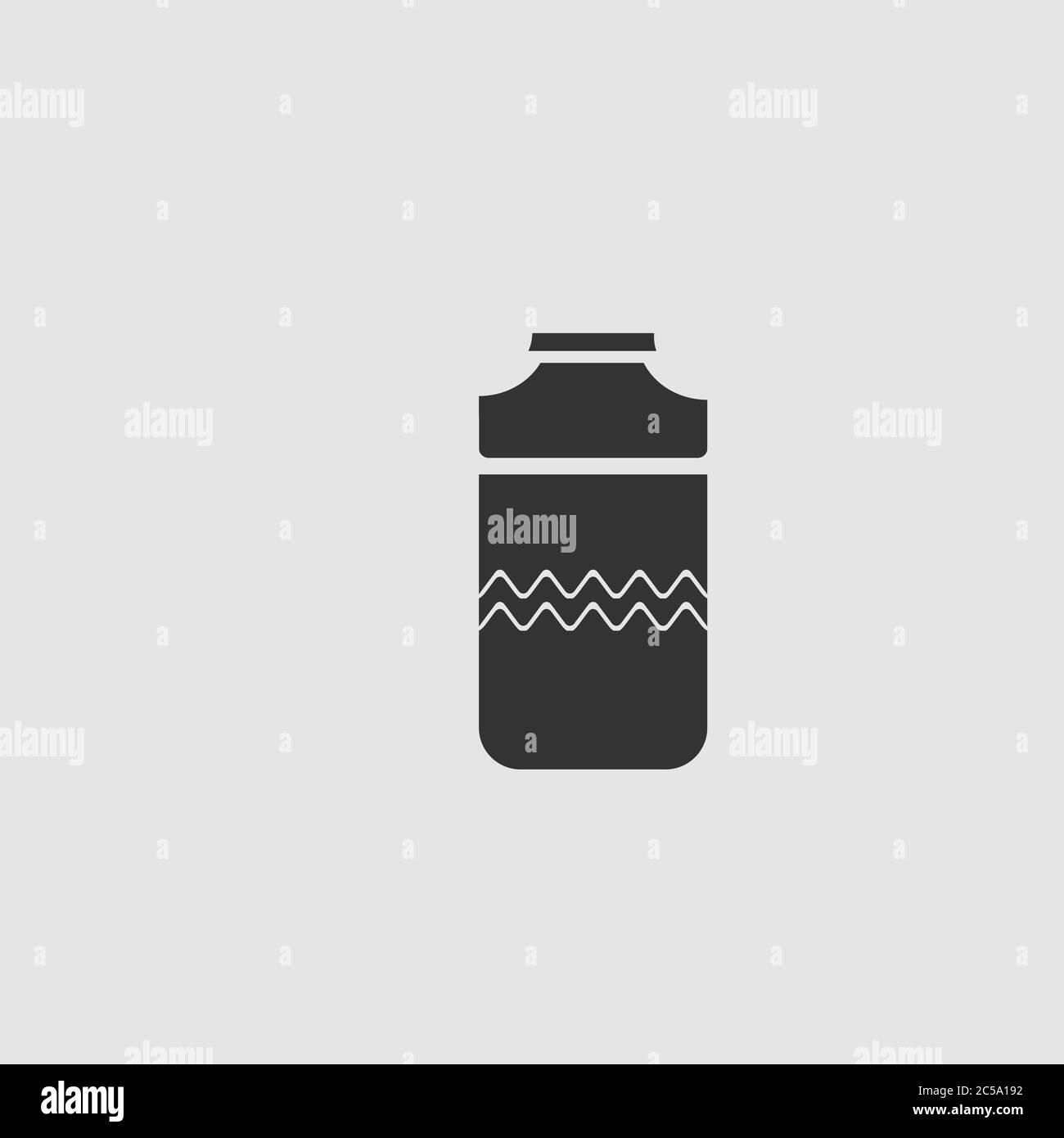 Plastic bottle icon flat. Black pictogram on grey background. Vector ...