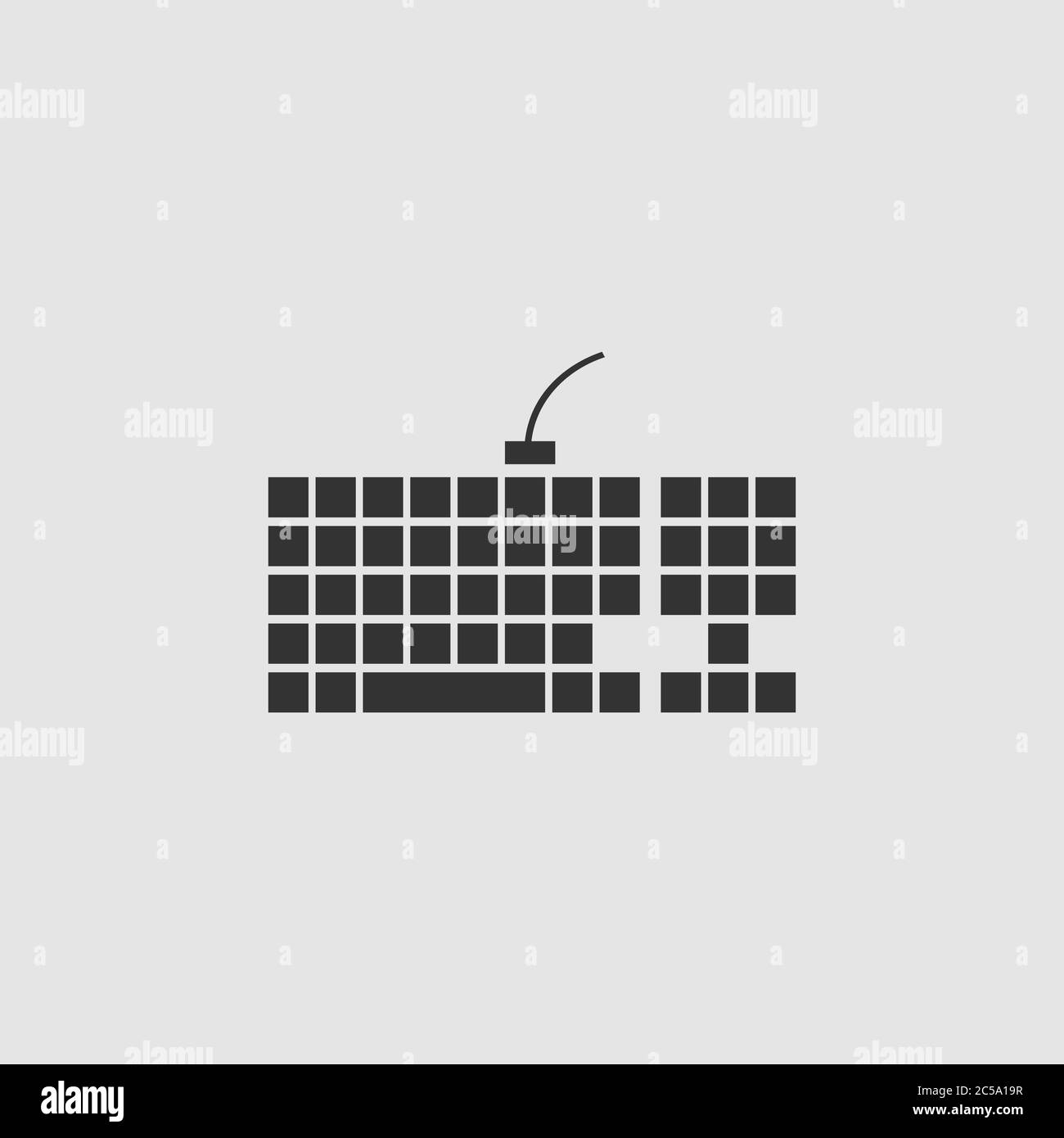 Slim computer keyboard icon flat. Black pictogram on grey background ...