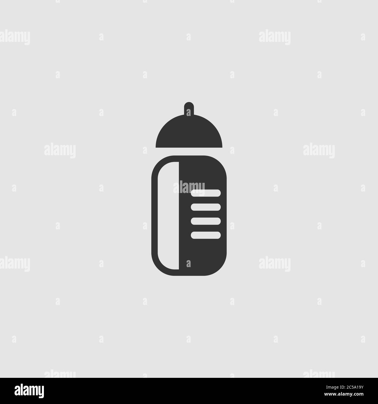 Sports water bottle icon flat. Black pictogram on grey background ...