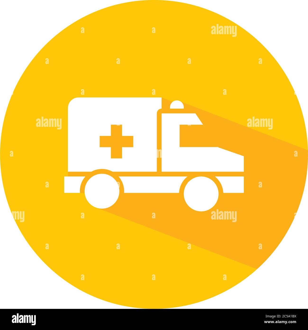 emergency ambulance icon over white background, block style, vector ...