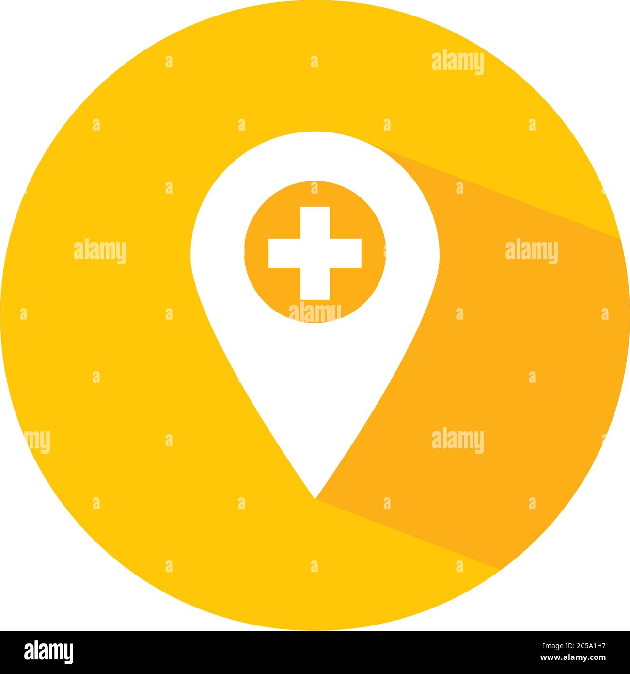 location pin with medical cross icon over white background, block style ...