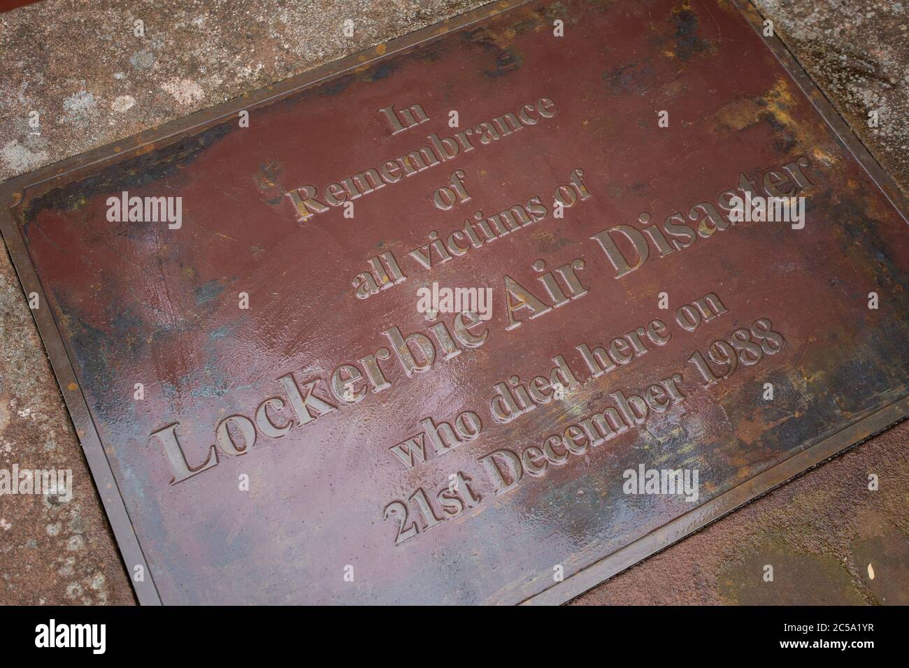 Monument in Rosebank Crescent to Pan Am Flight 103 which fell after a ...