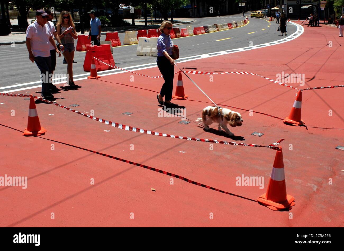 Greece, Athens, Syntagma square, June 28 2020 - Pedestrian footway and ...