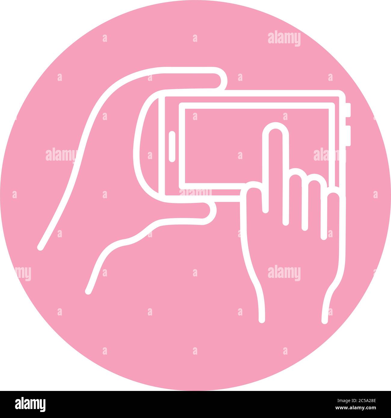 hands using smartphone device block style icon vector illustration ...