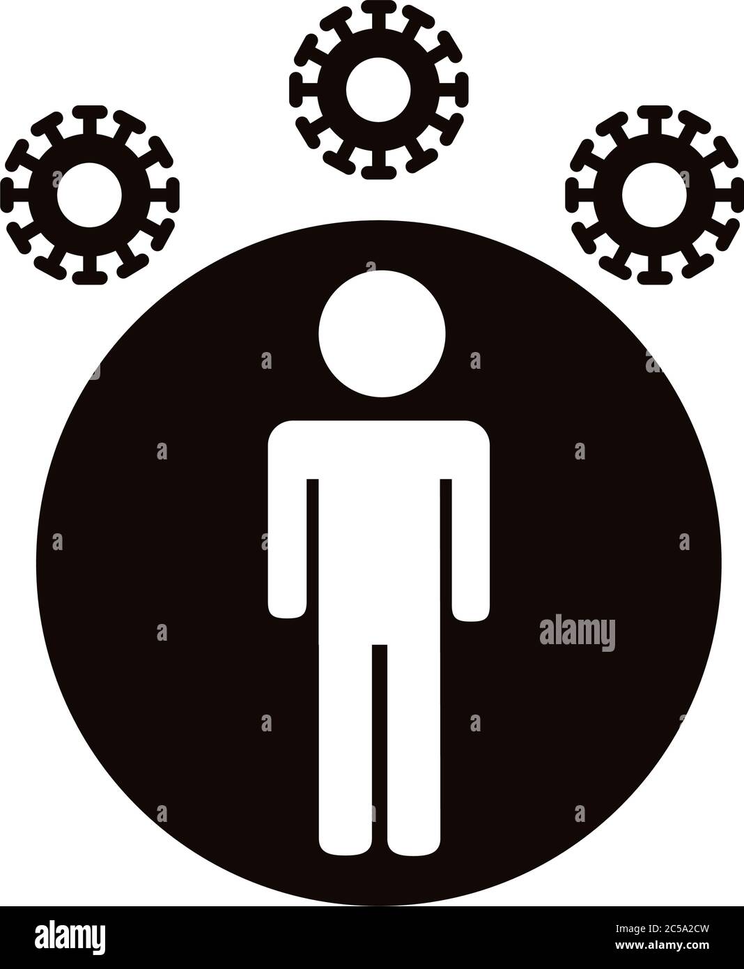 human figure with covid19 particles distance social silhouette style ...