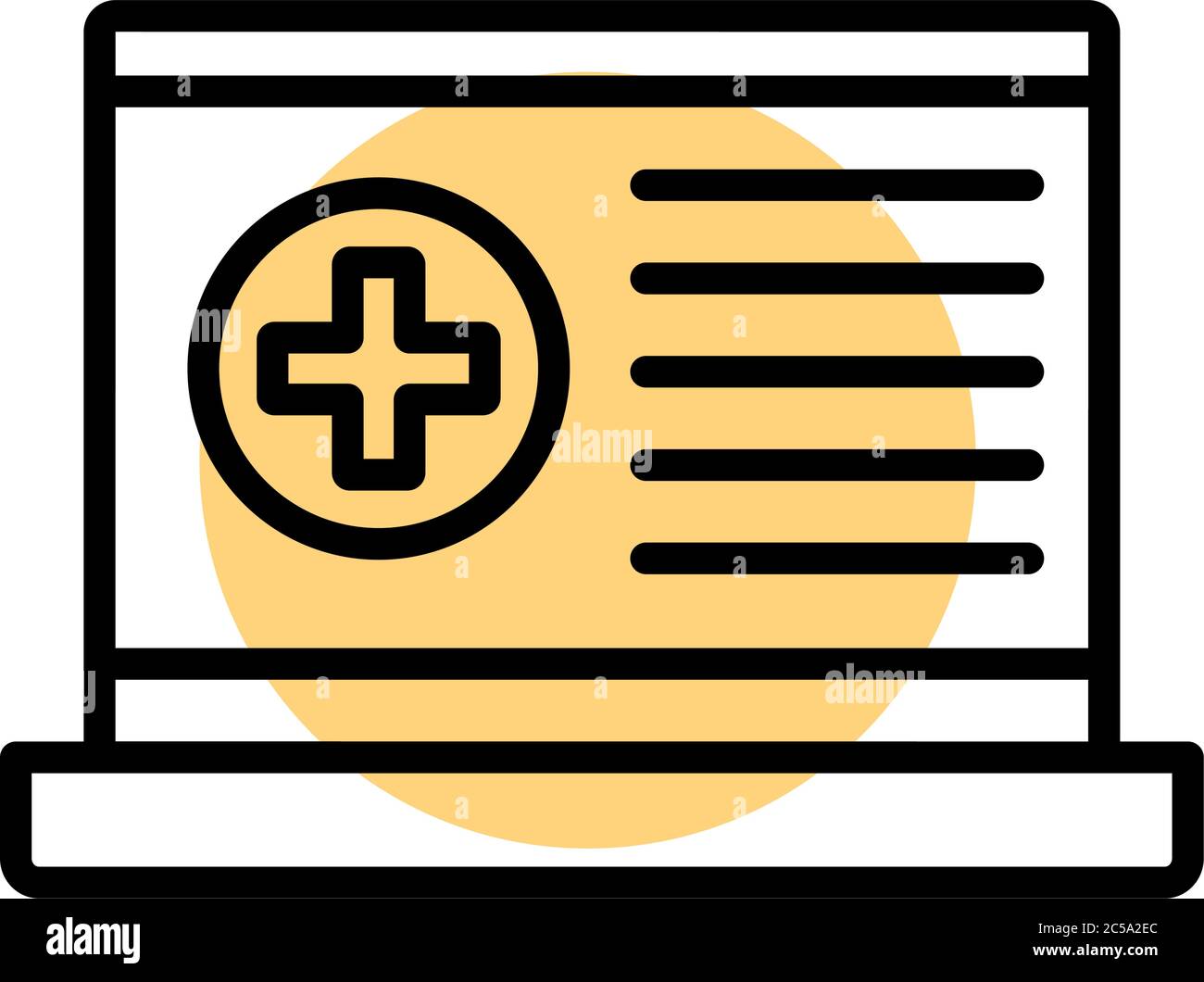medical cross symbol in laptop line style vector illustration design ...