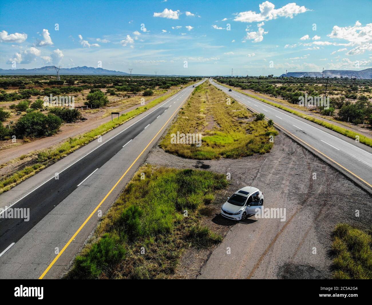 Aerial view of the surroundings of Santa Ana, Sonora, Mexico. landscape ...
