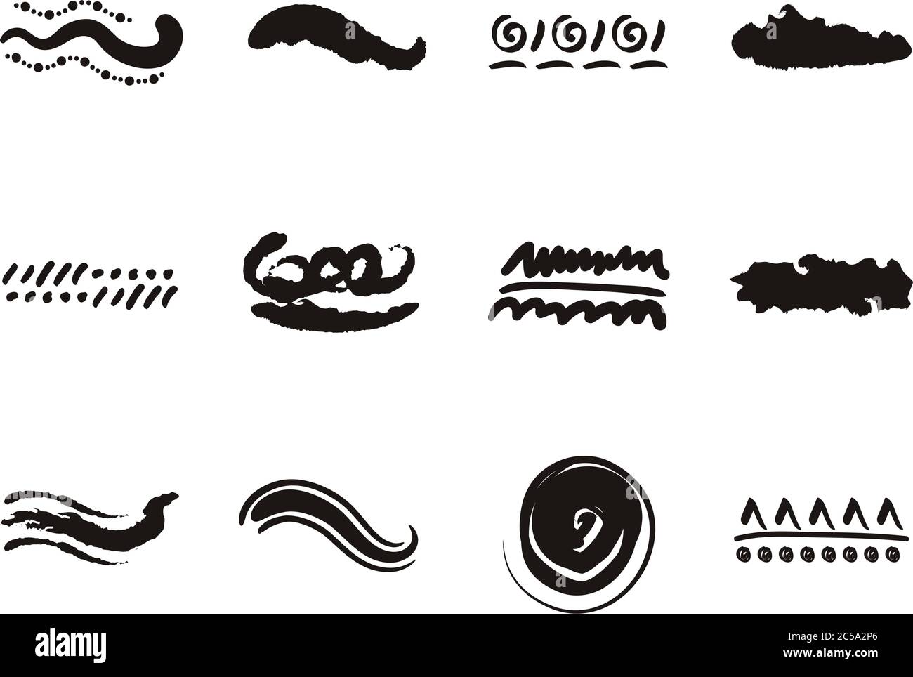 bundle of creative design with brush strokes icons vector illustration ...