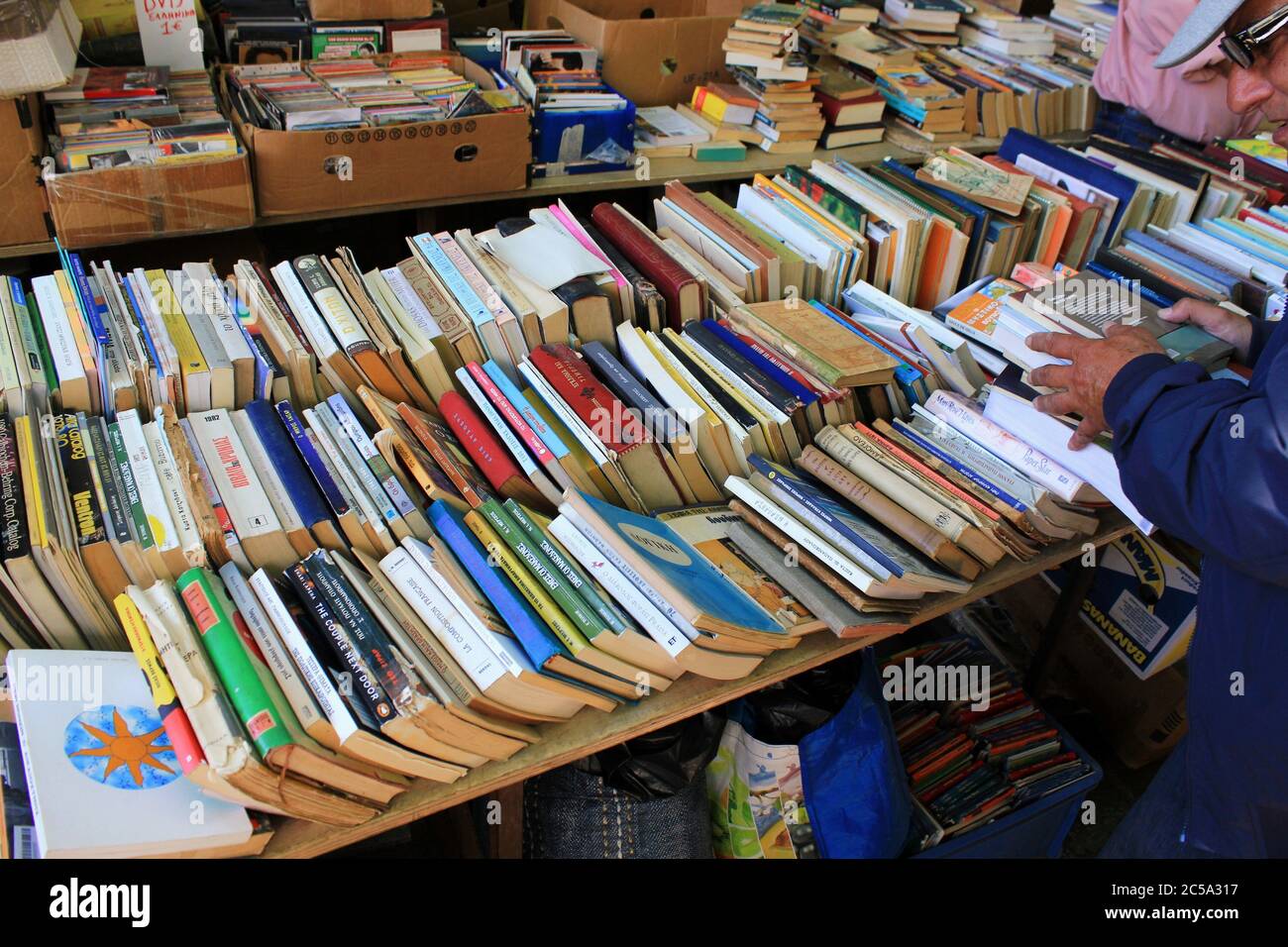 Greece, Athens, June 28 2020 - Bookstore with old books and magazines ...