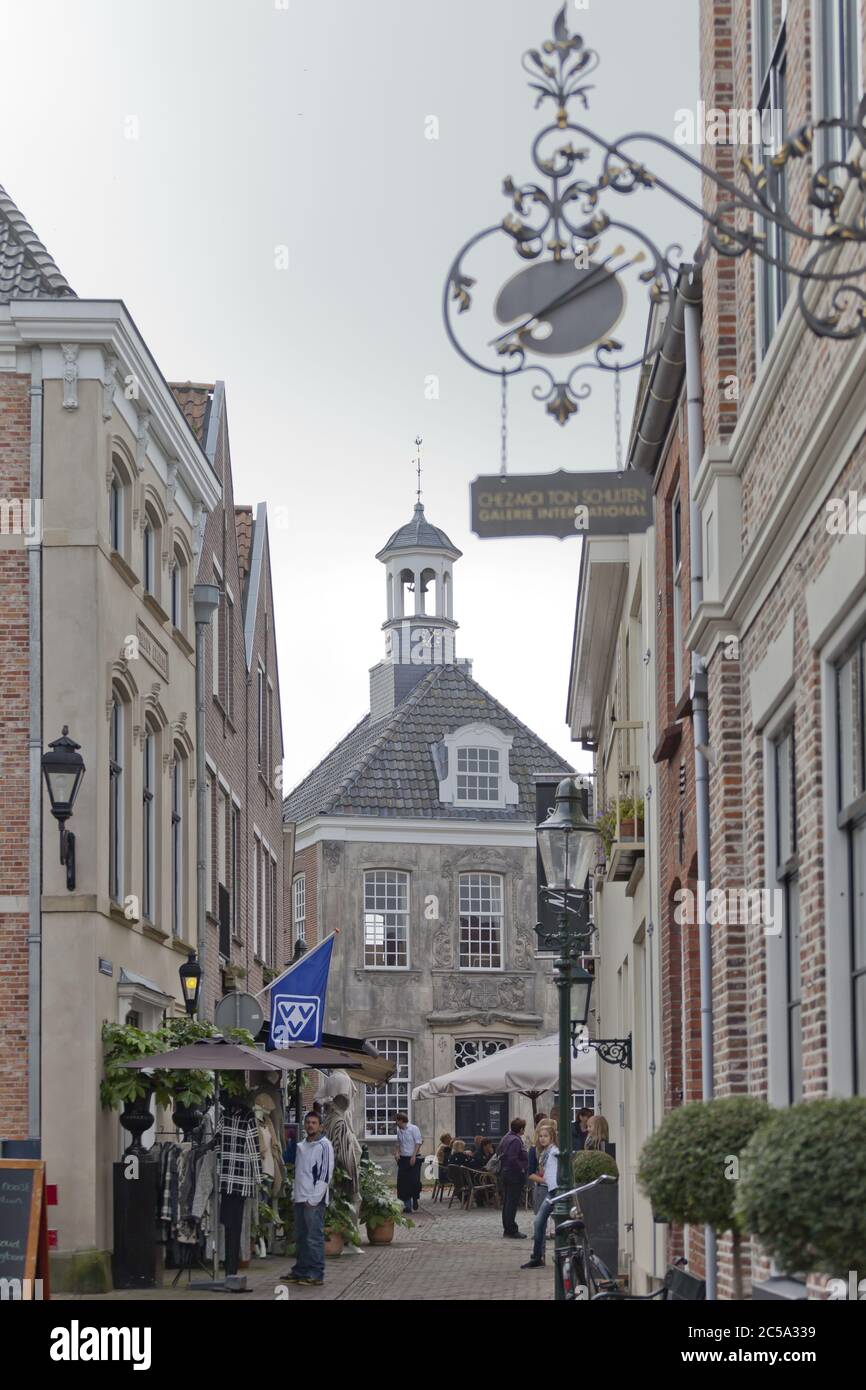 OOTMARSUM, NETHERLANDS - Oct 12, 2014: Street view of city centre with ...