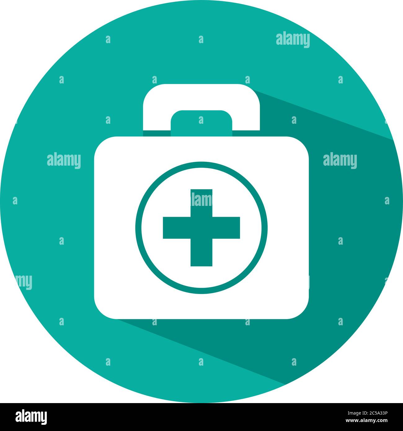 first aid kit icon over white background, block style, vector ...
