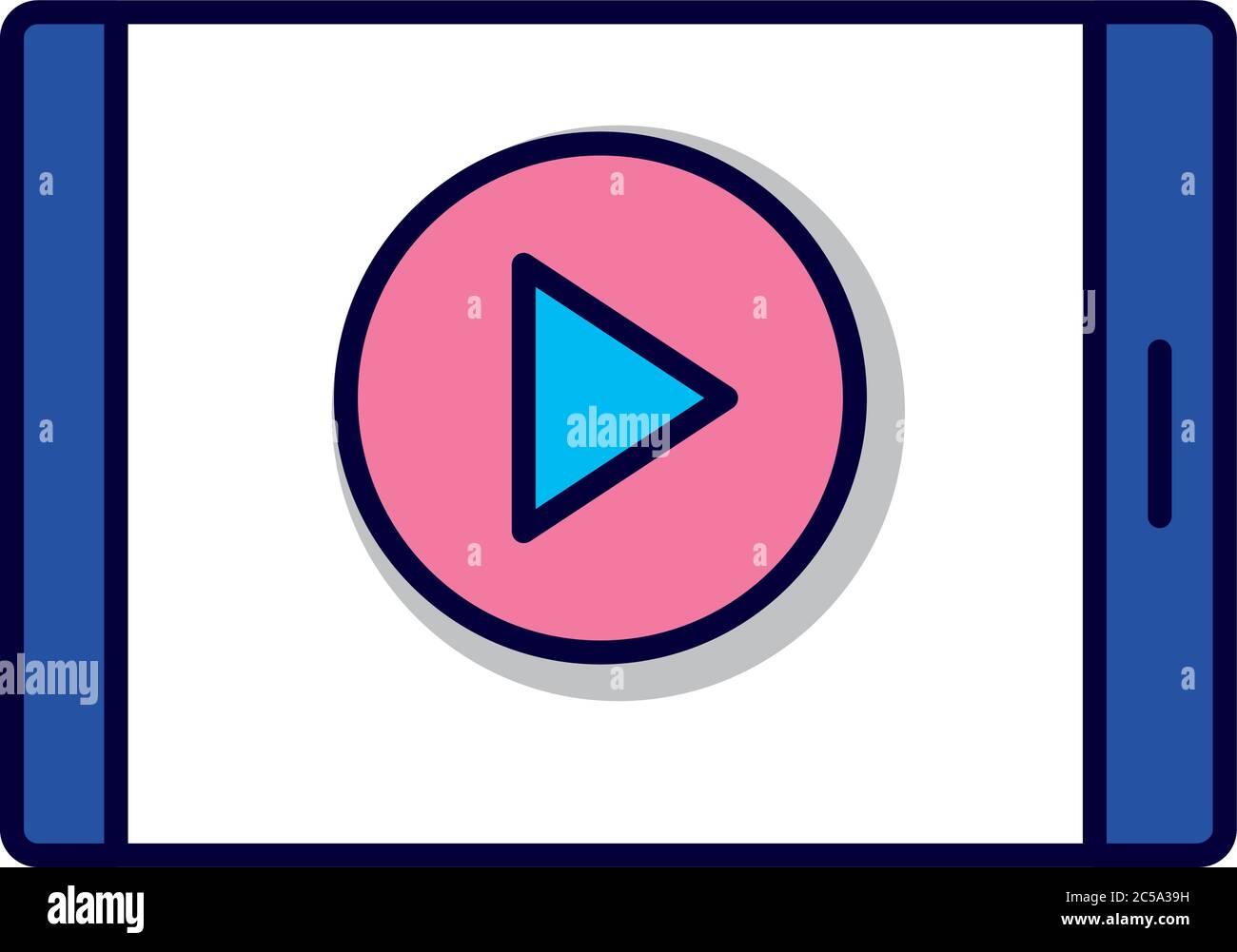 smartphone with play button education online line and fill style vector ...