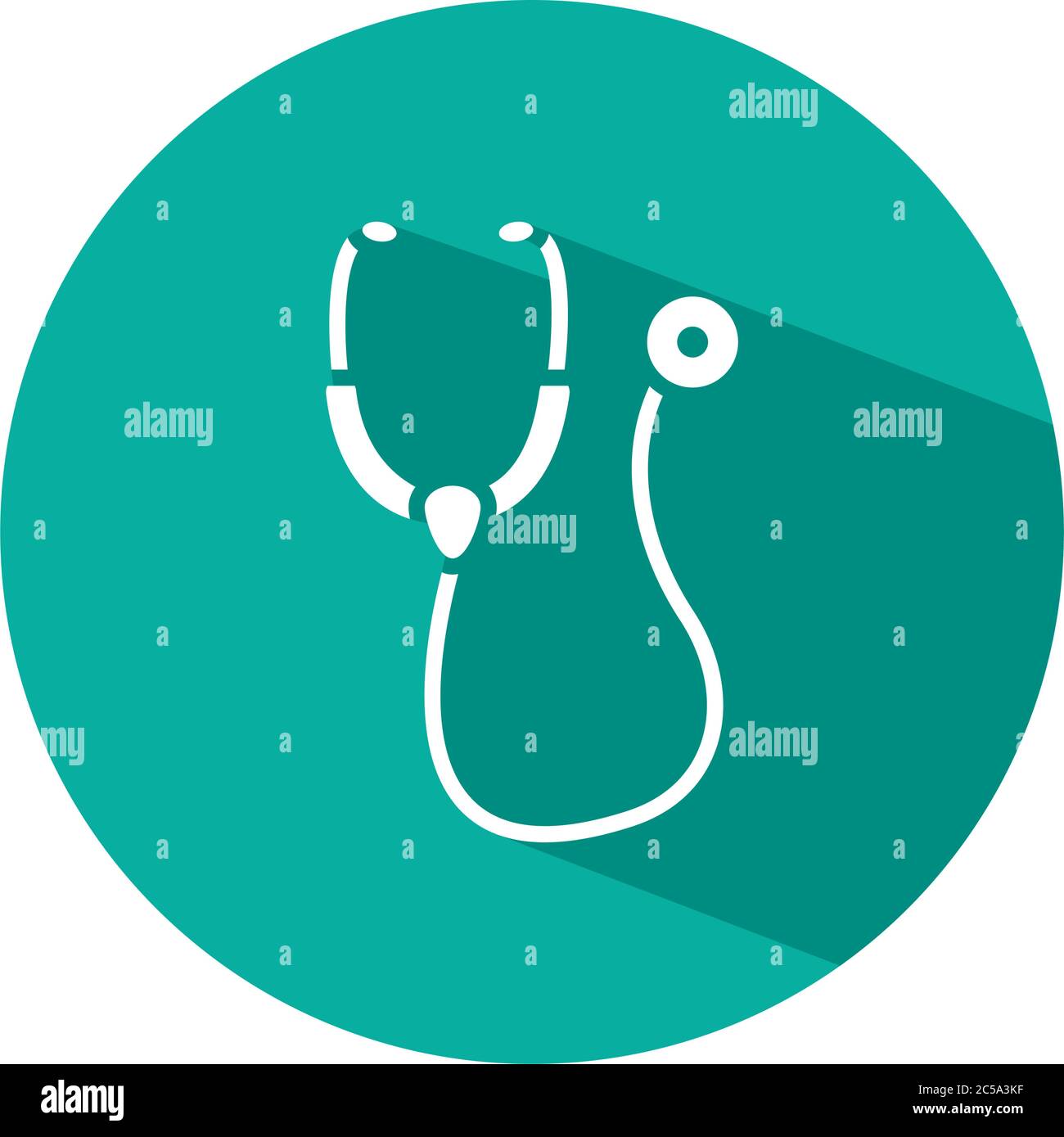 medical stethoscope icon over white background, block style, vector ...