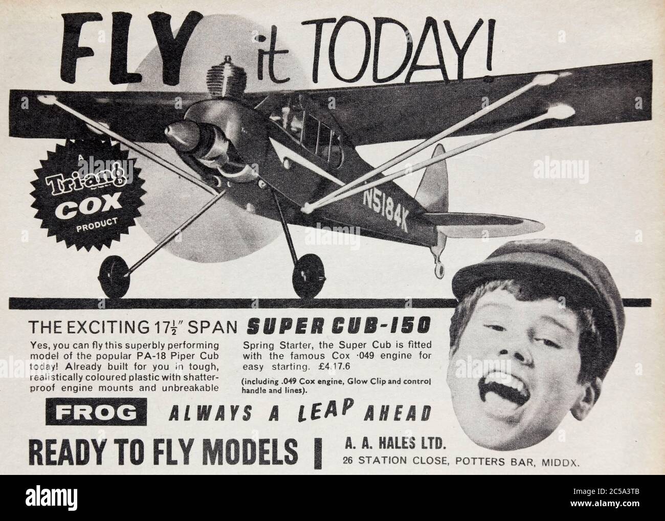 Vintage advertisement for Frog model aircraft featuring the Piper Super ...