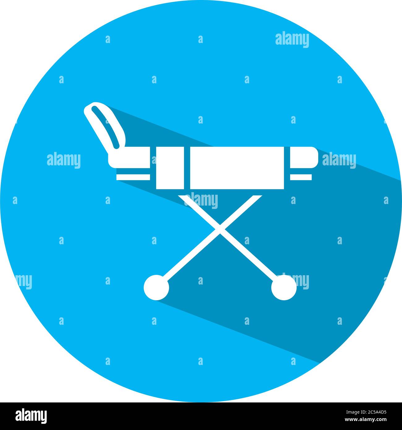 medical stretcher icon over white background, block style, vector ...