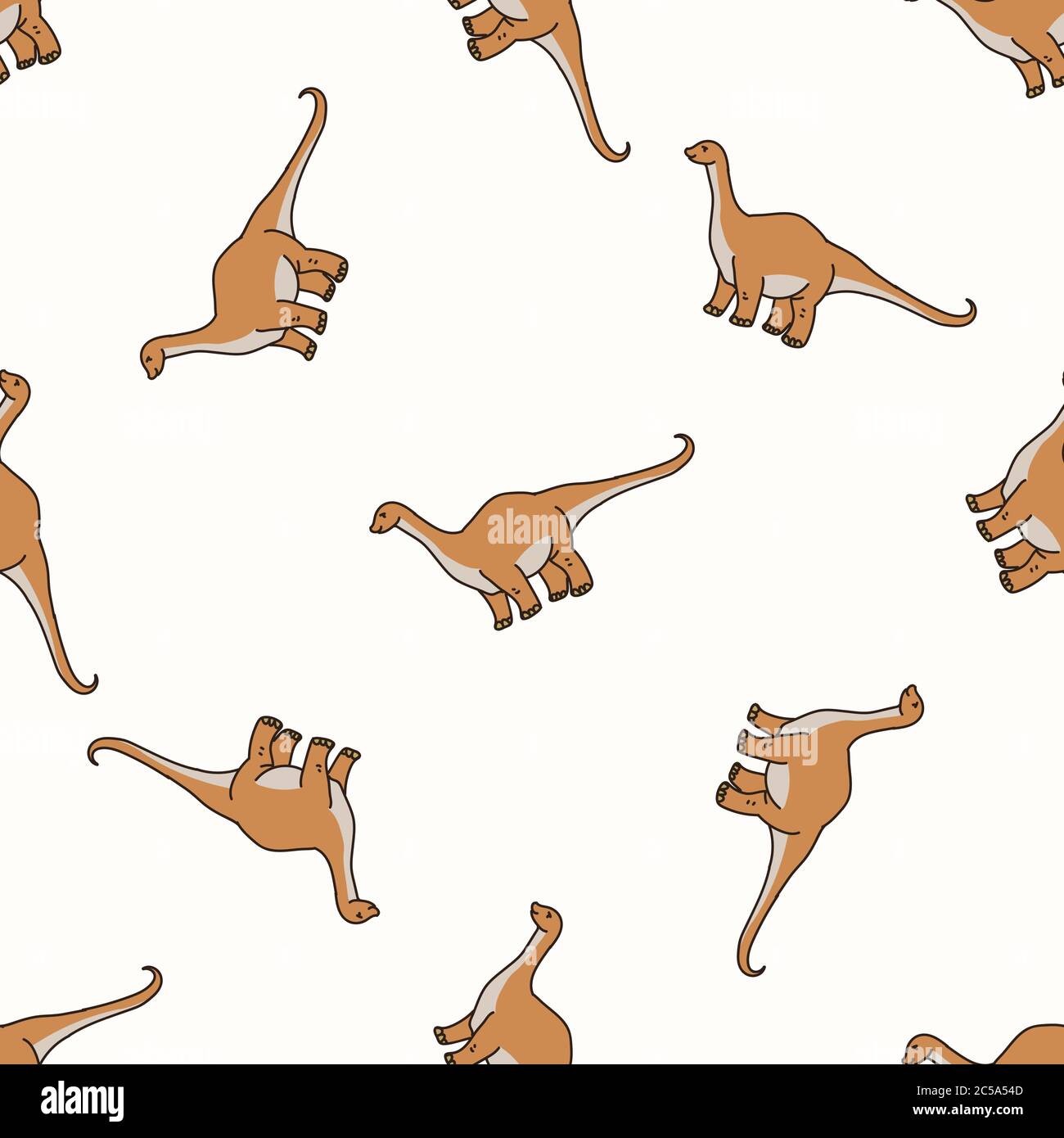 Seamless background Whimsical Apatosaurus dinosaur gender neutral baby ...