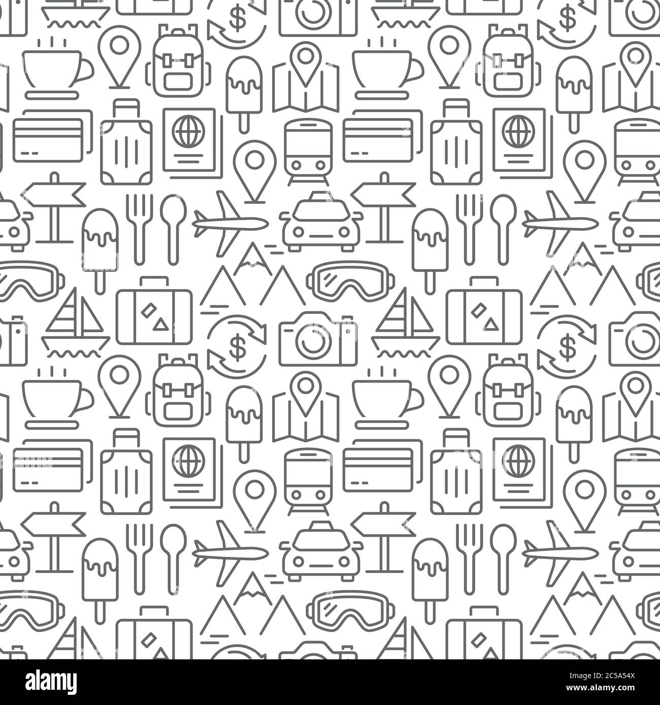 Travel seamless pattern with thin line icons Stock Vector Image & Art ...