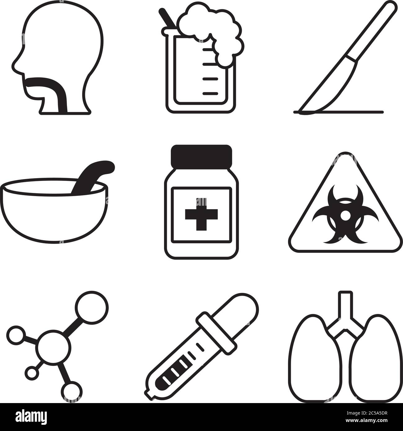 Lungs And Set Of Medical Icons Over White Background Line Style